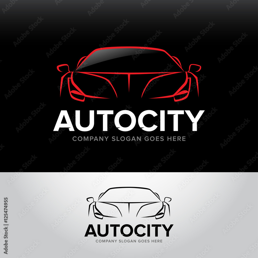 'Autocity' car logotype - car service and repair, vector set. Car logo ...