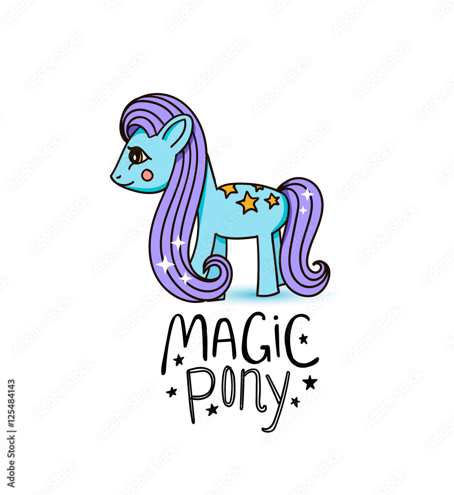 Cute cartoon , beautiful magic pony princess character, vector kids ...