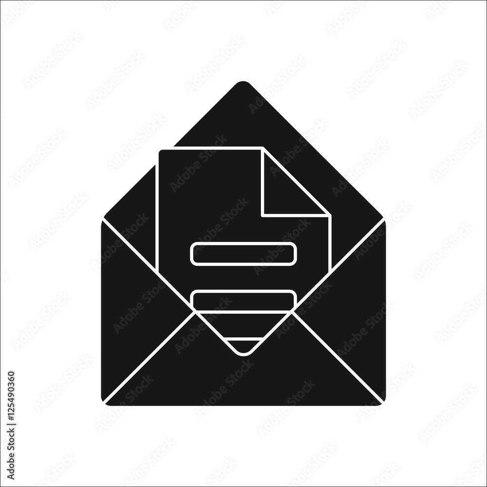 Open message letter symbol silhouette icon on background Stock Vector ...