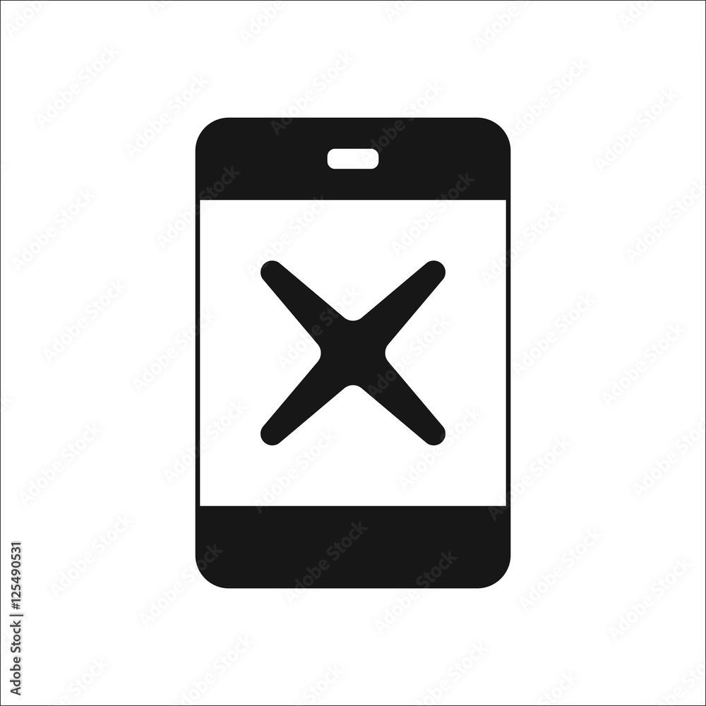 Delete or remove on phone symbol silhouette icon on background Stock ...