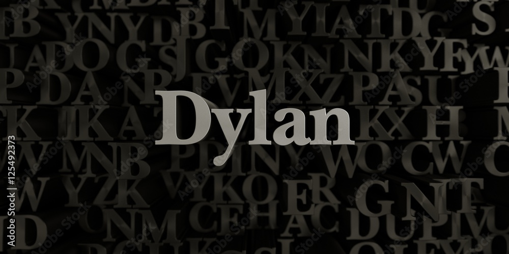 Dylan - Stock image of 3D rendered metallic typeset headline ...
