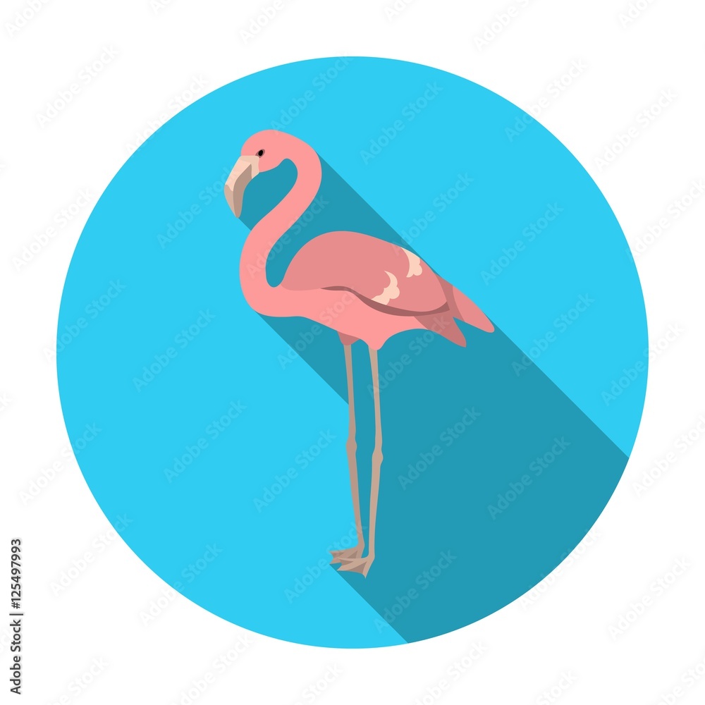 Flamingo icon in flat style isolated on white background. Bird symbol ...