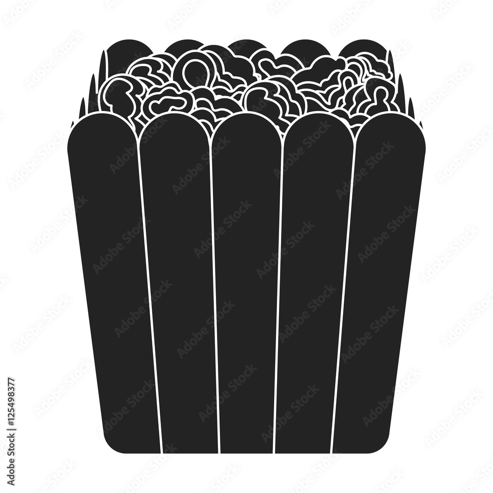 Popcorn icon in black style isolated on white background. Films and ...