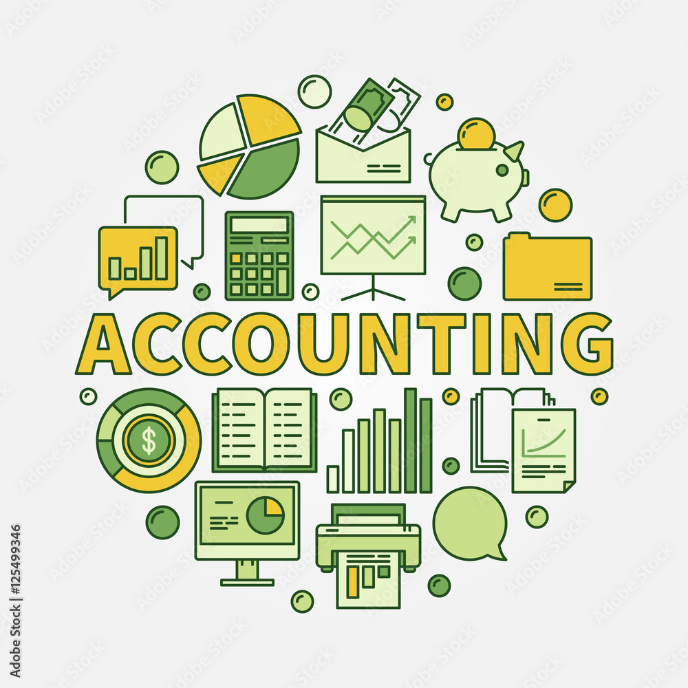 Accounting round colorful illustration Stock Vector | Adobe Stock