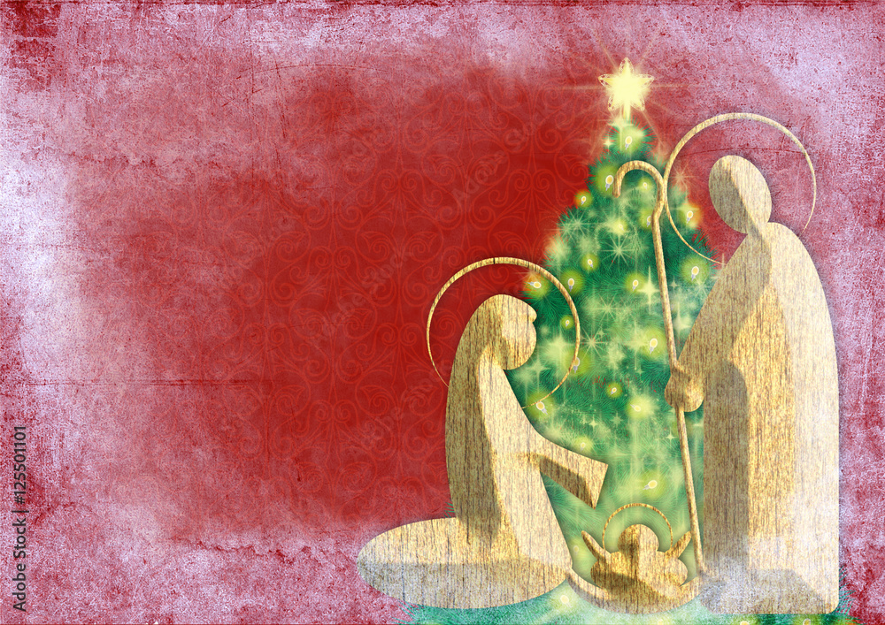 Christmas nativity religious Bethlehem crib scene, with the silhouette ...