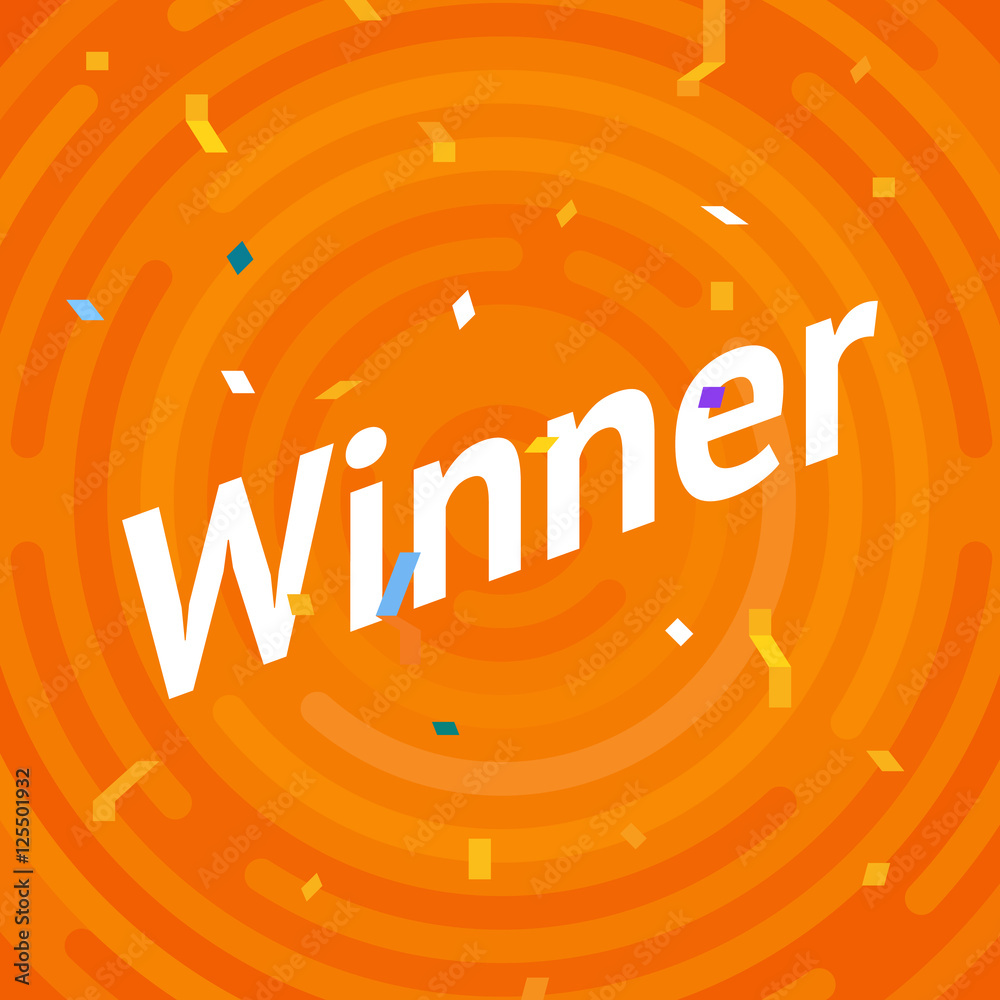 Winer sign. Congratulations win banner. Flat vector win illustration ...