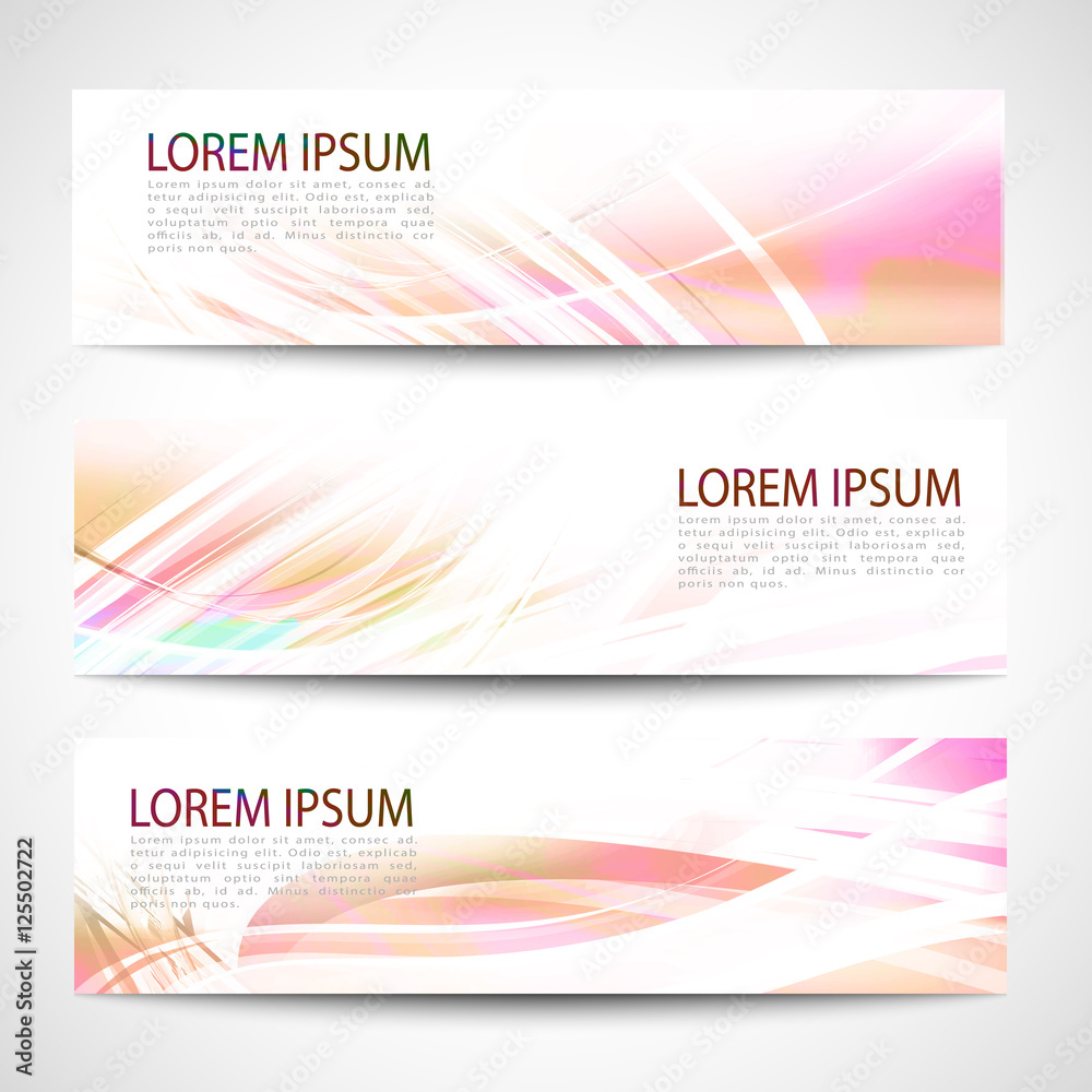 Abstract header line wave white vector design. colorful rainbow ...