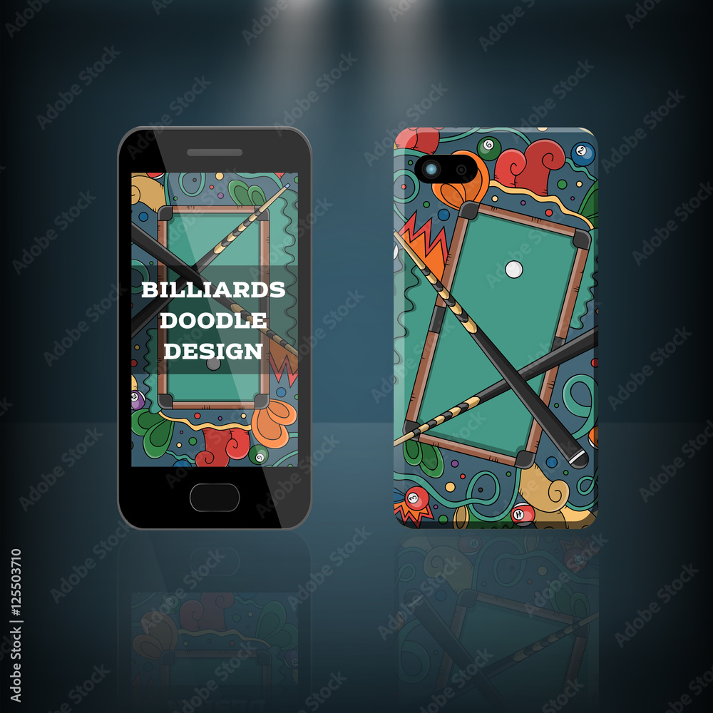 Vector realistic phone and case design of billiard, pool and snooker ...