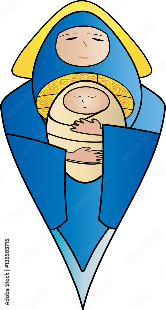 Mother and child, Christmas religious nativity scene, with Virgin Mary ...