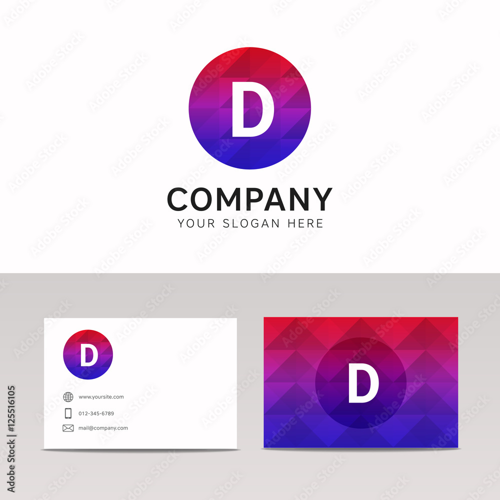 Abstract polygonal round circle D letter icon company logo sign Stock ...