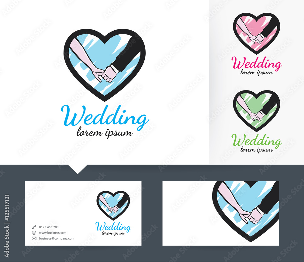 Wedding vector logo with business card template Stock Vector | Adobe Stock