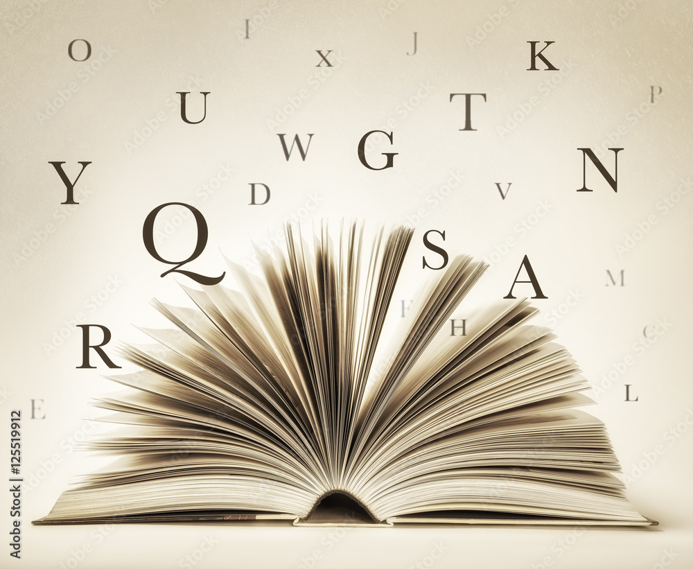 Open Book With Letters Coming Out