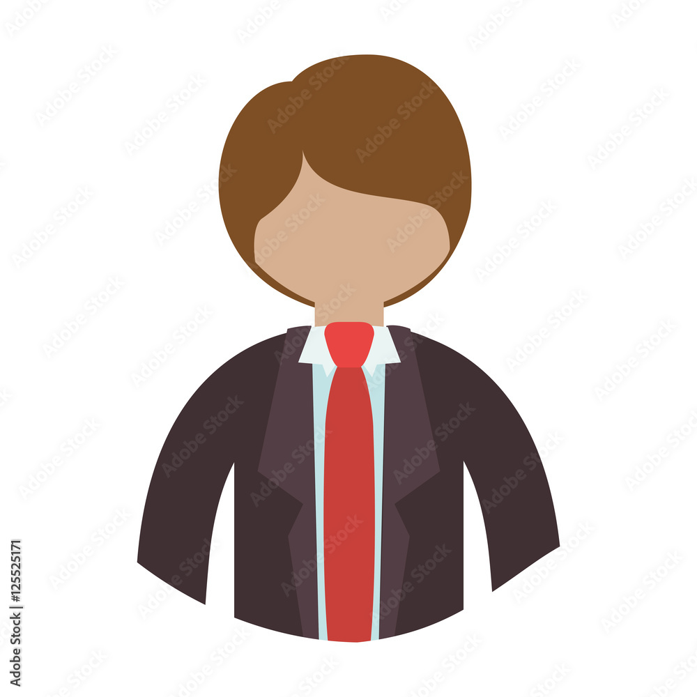 avatar male man cartoon wearing suit and red tie over white background ...