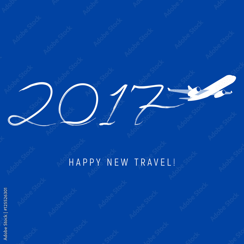 New Year 2017 concept - airplane left a trace in the form of numbers ...