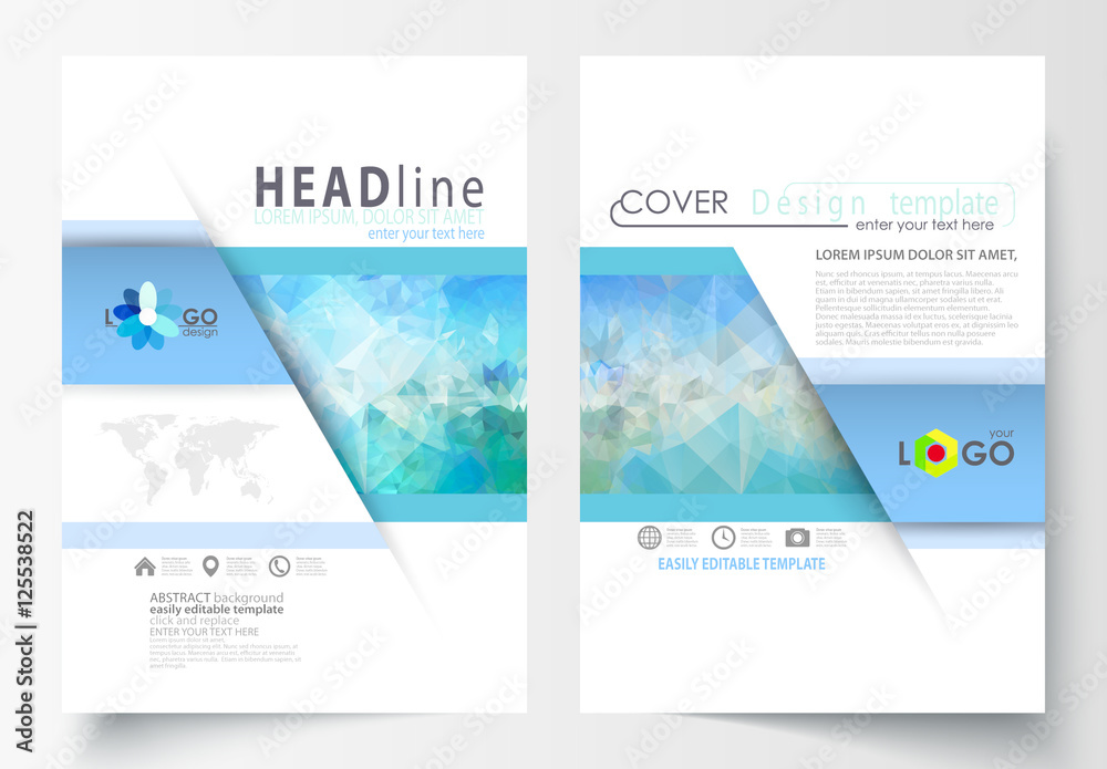 A4 Brochure Layout with Cool Tone Geometric Design Element 3 Stock ...
