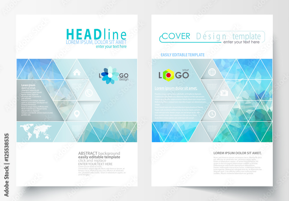A4 Brochure Layout with Cool Tone Geometric Design Element 5 Stock ...