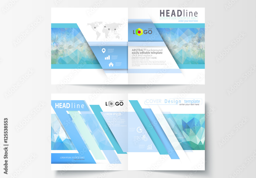 Square Brochure Layout with Cool Tone Geometric Design Element 1 Stock ...