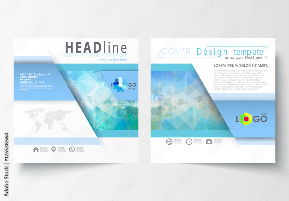 Square Brochure Layout with Cool Tone Geometric Design Element 3 Stock ...