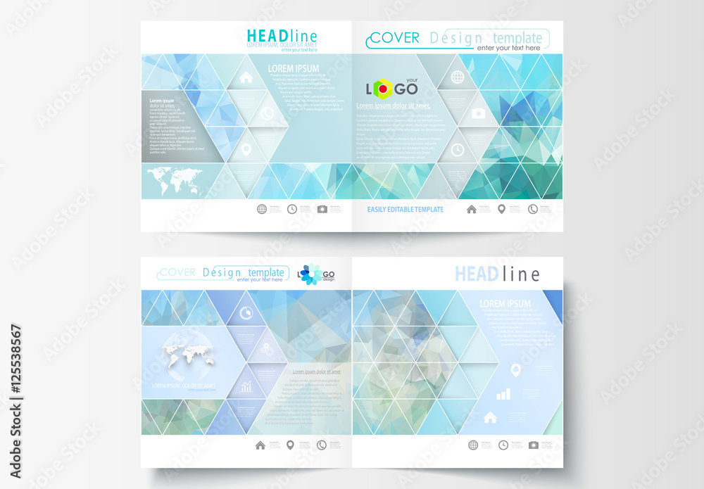 Square Brochure Layout with Cool Tone Geometric Design Element 2 Stock ...