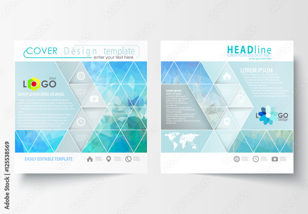 Square Brochure Layout with Cool Tone Geometric Design Element 5 Stock ...