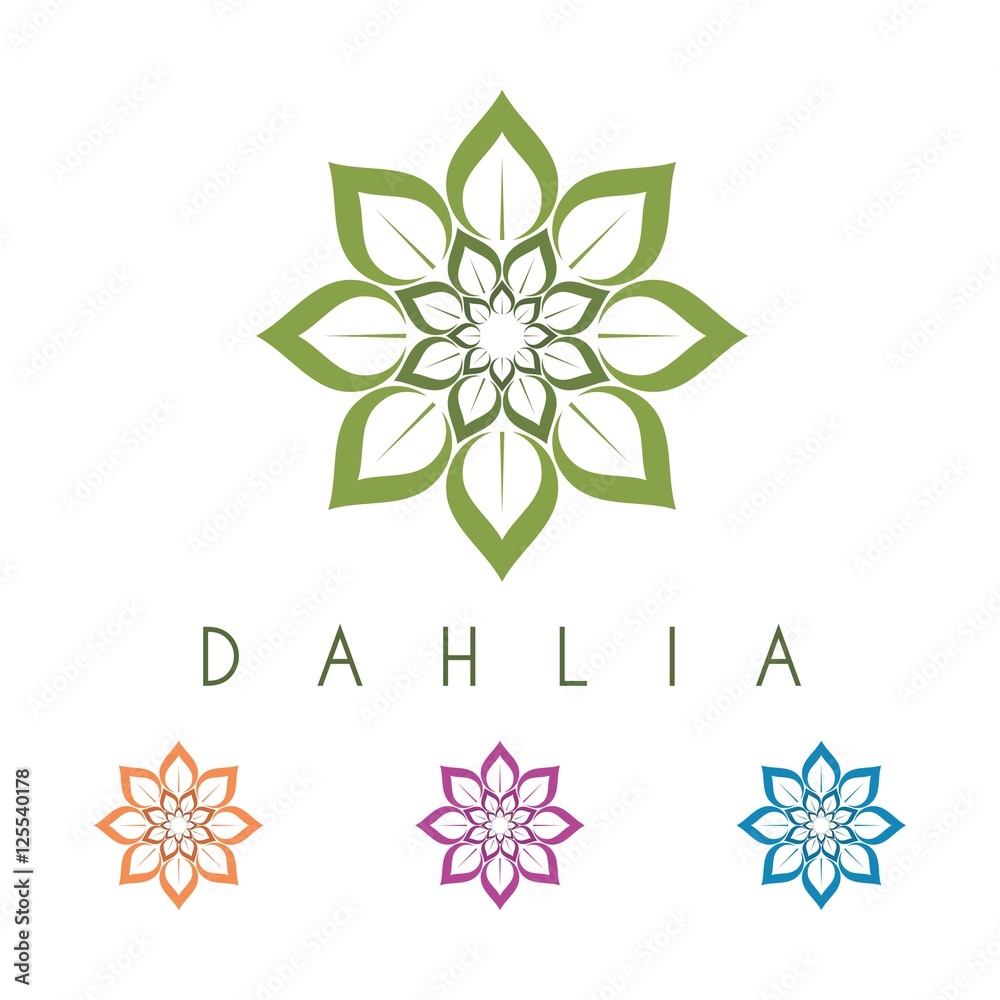 Purple Dahlia Flower Logo Vector Design Stock Vector | Adobe Stock