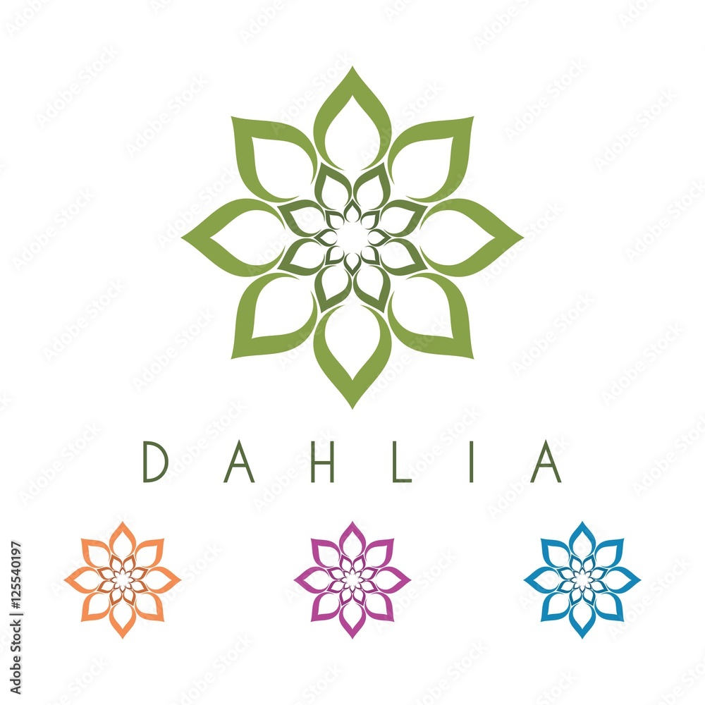 Green Dahlia Flower Logo Vector Stock Vector | Adobe Stock