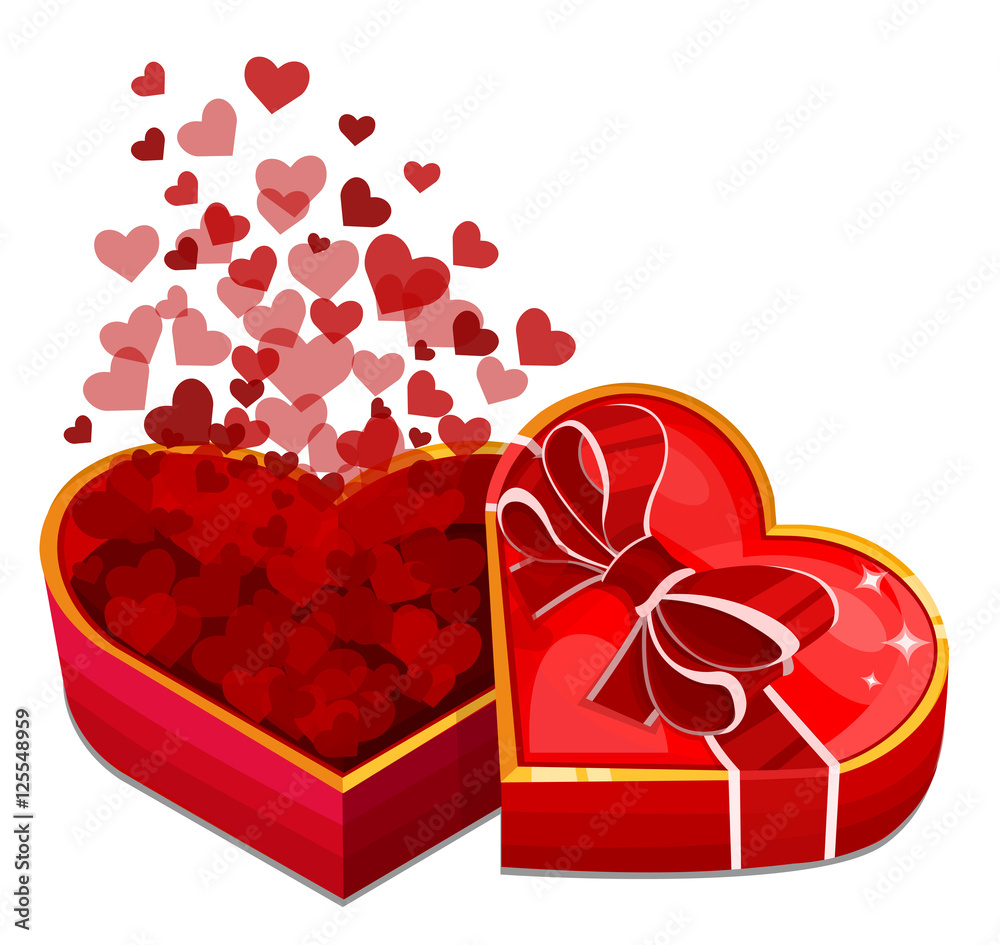 Red heart box with hearts Stock Vector | Adobe Stock