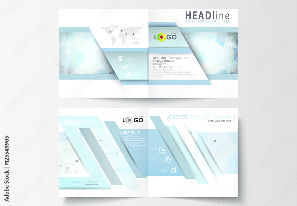 Square Brochure Layout with Cool Tone Geometric Design Element 12 Stock ...