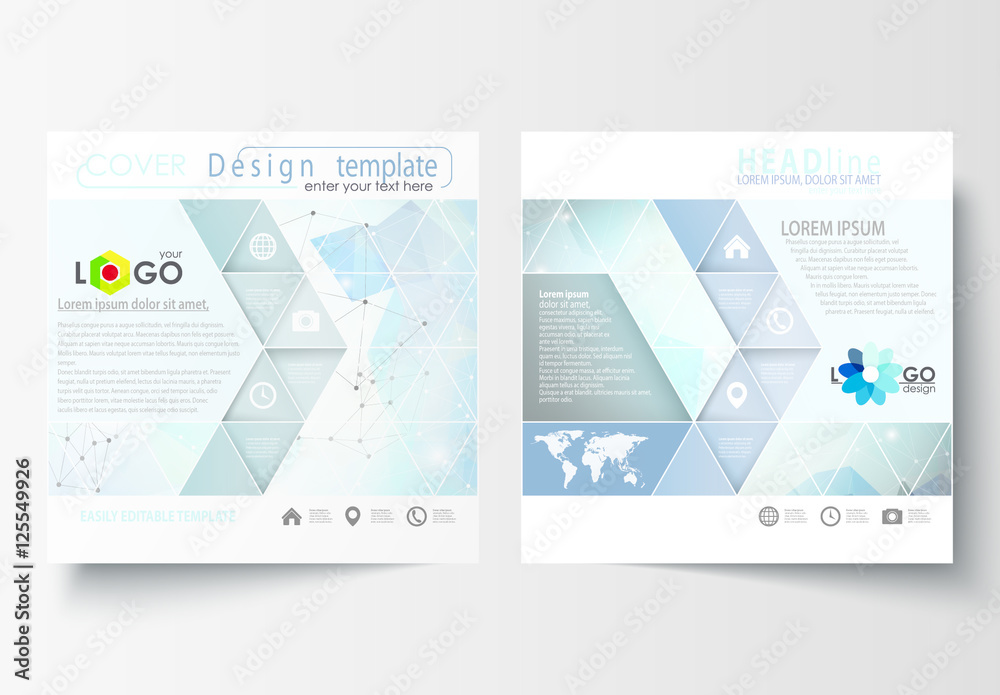 Square Brochure Layout with Cool Tone Geometric Design Element 16 Stock ...