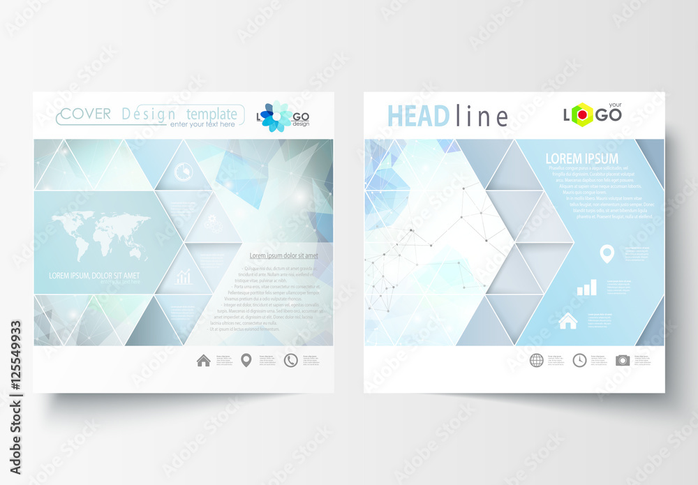 Square Brochure Layout with Cool Tone Geometric Design Element 17 Stock ...