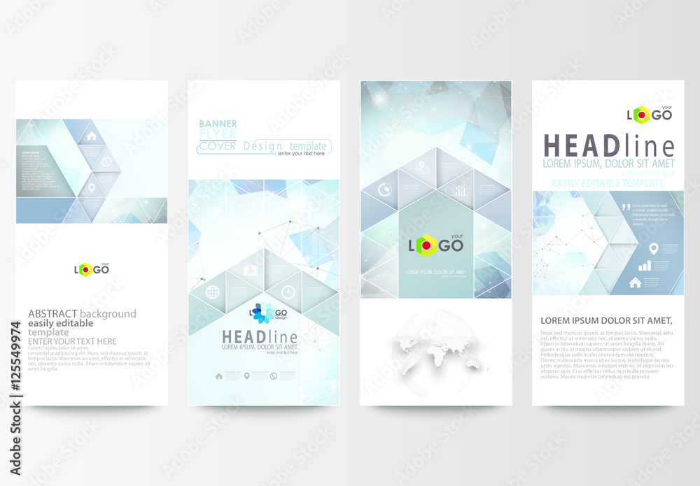 Vertical Flyer Layout with Cool Tone Geometric Design Element 4 Stock ...