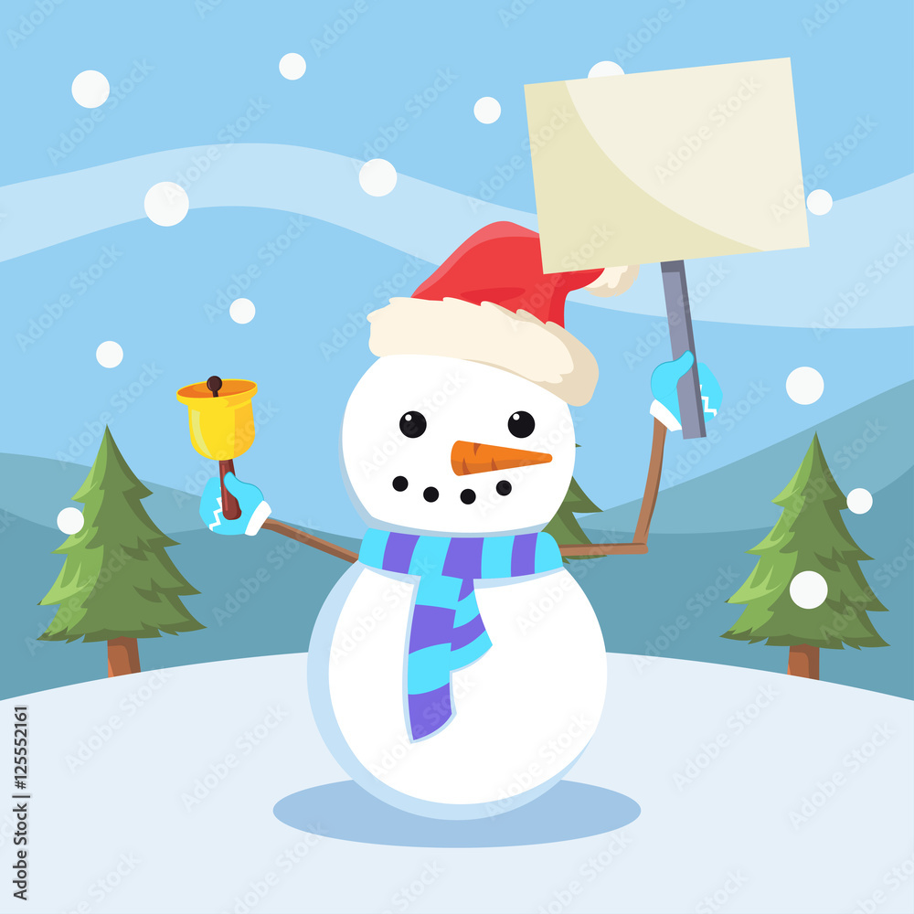 snowman holding sign vector illustration design Stock Vector | Adobe Stock