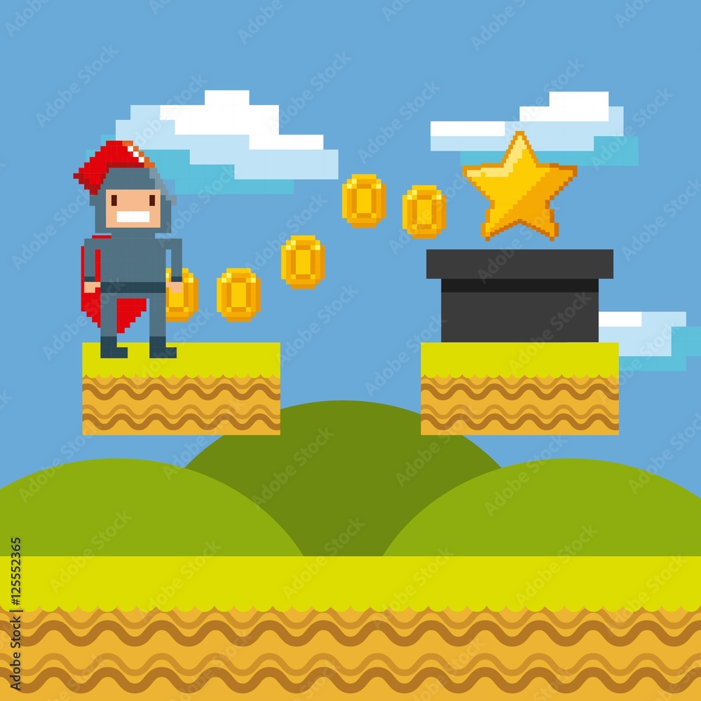 pixelated video game icons vector illustration design Stock Vector ...