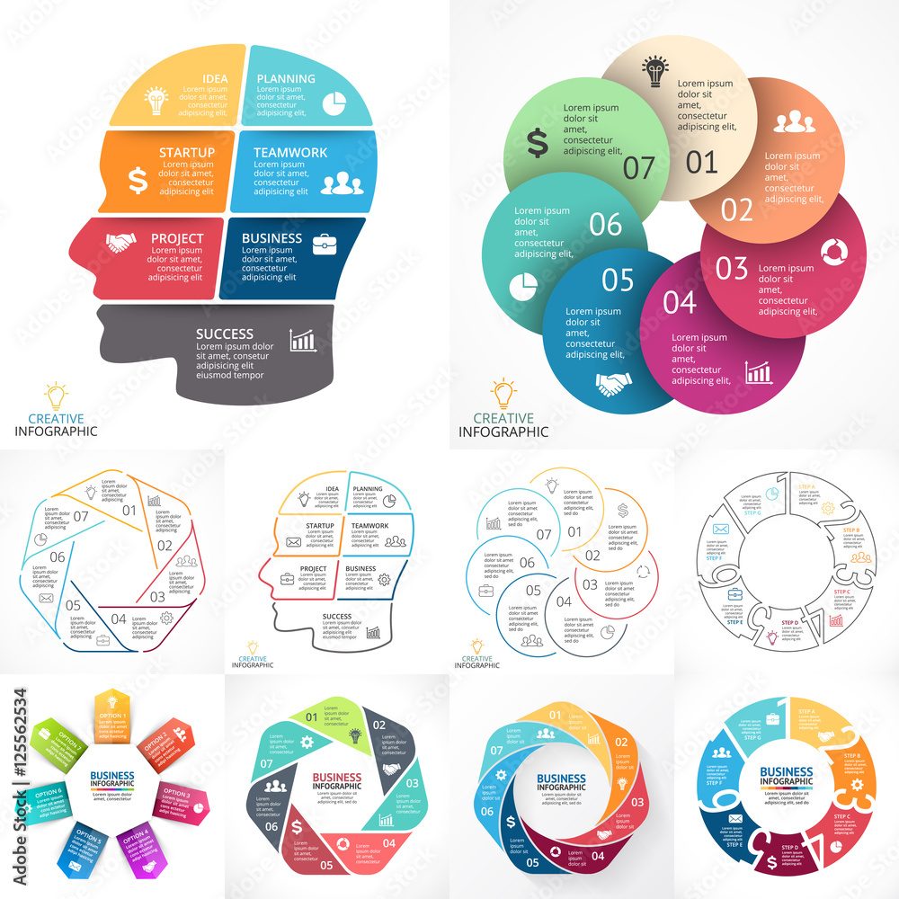 Vetor de Vector circle infographic set. Business diagrams, arrows ...