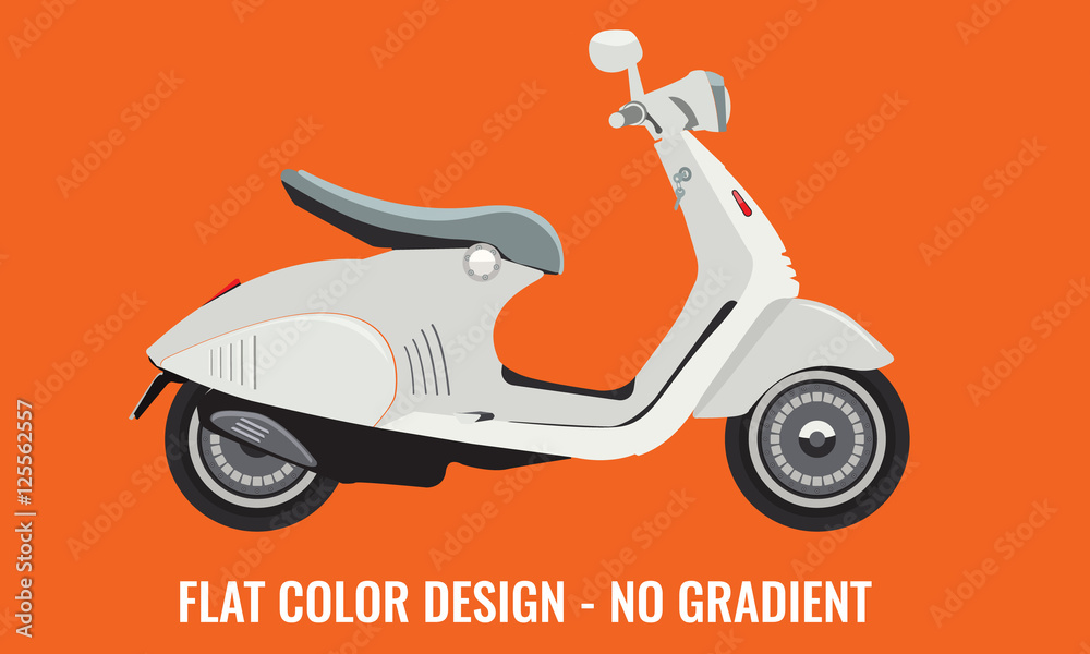 Scooter motorbike realistic but with flat color style design. Stock ...