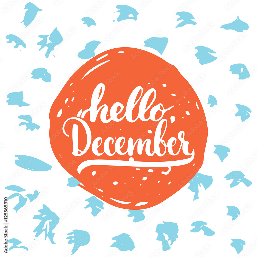 Hand drawn typography lettering phrase Hello, December isolated on the ...