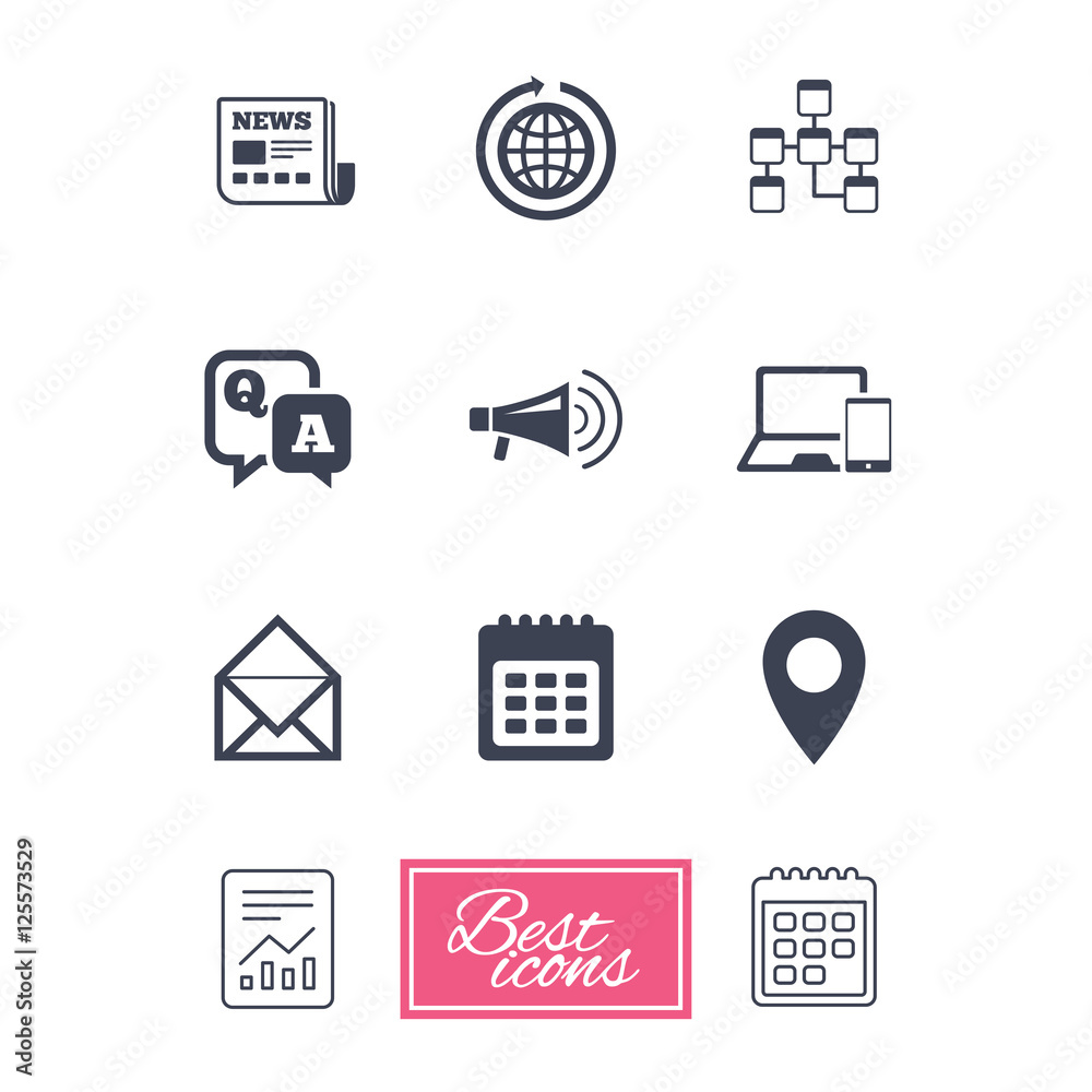 Communication icons. News, chat messages signs. Stock Vector | Adobe Stock