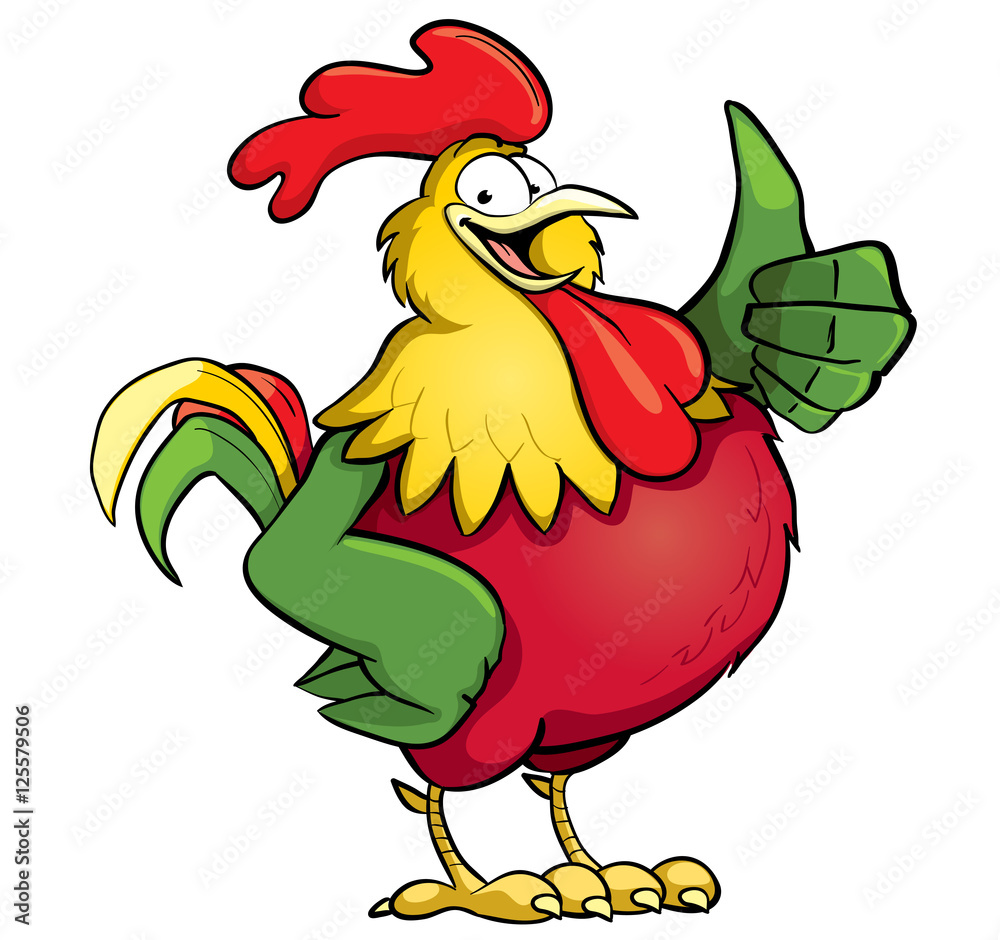 Rooster giving thumb up. Cartoon vector illustration Stock Vector ...