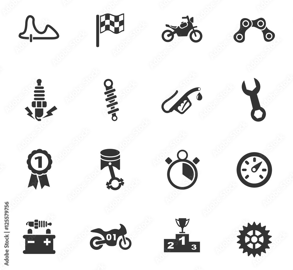moto racing icon set vector de Stock | Adobe Stock