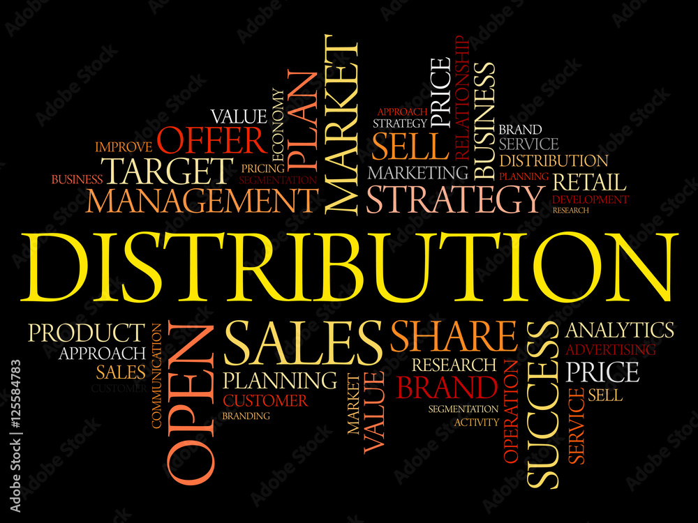 Distribution word cloud collage, business concept background Stock ...