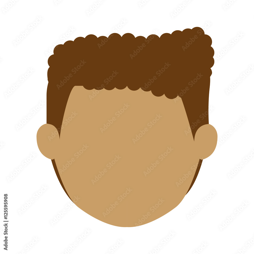 head man with curly hair without face vector illustration Stock Vector ...
