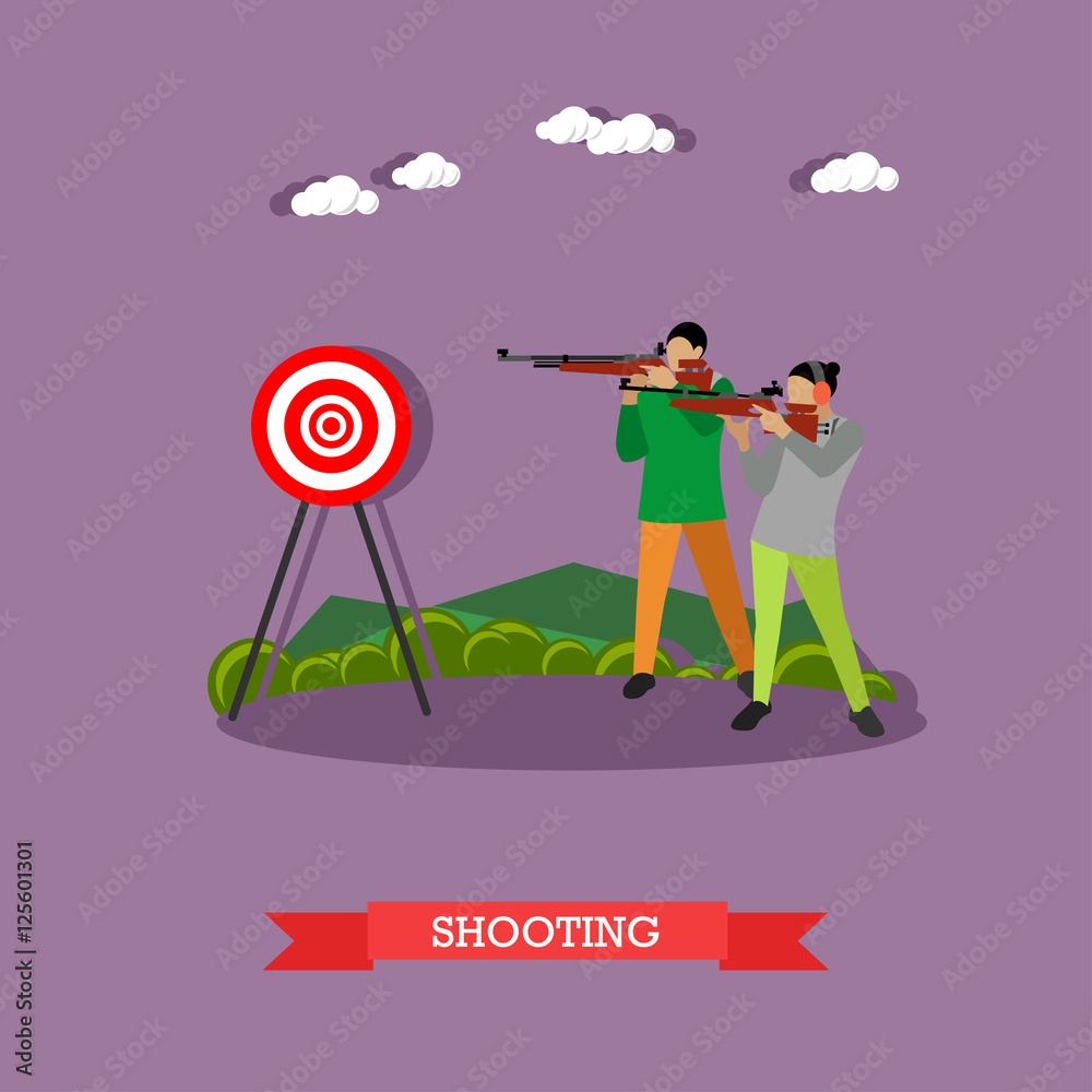 Sport shooting range banner. Competition games vector illustration ...