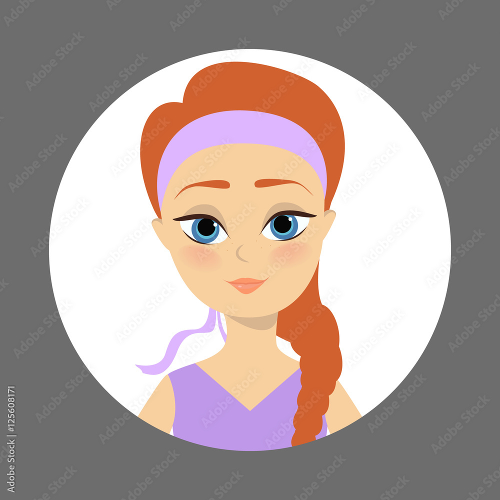 Beautiful girl with red hair. Avatar cartoon vector Stock Vector ...
