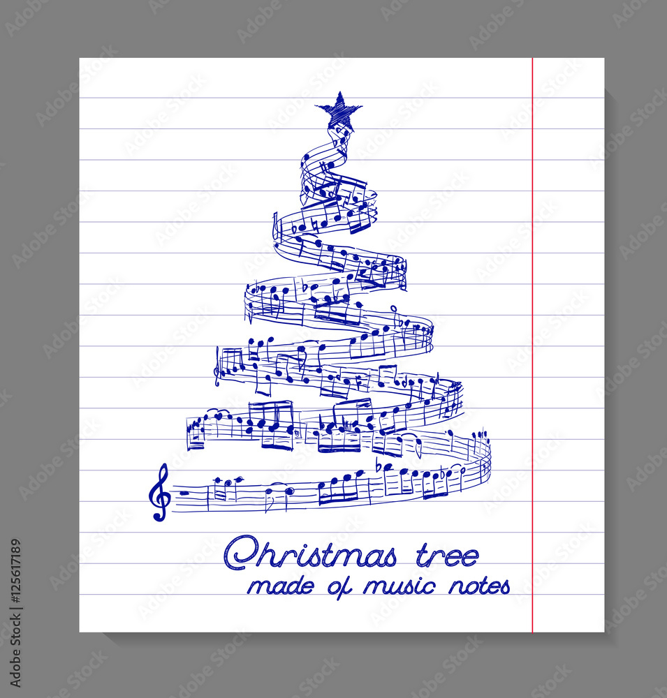Christmas tree from music notes Stock Vector | Adobe Stock