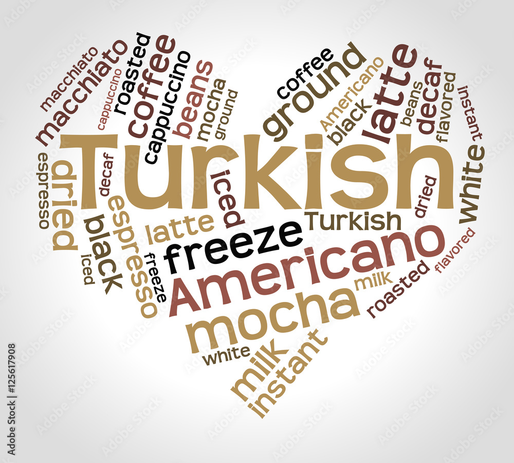 Turkish word cloud concept in shape of heart on gradient background ...