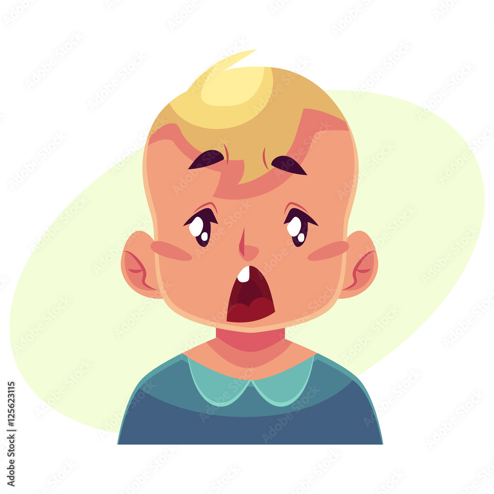 Vecteur Stock Little boy face, surprised facial expression, cartoon ...