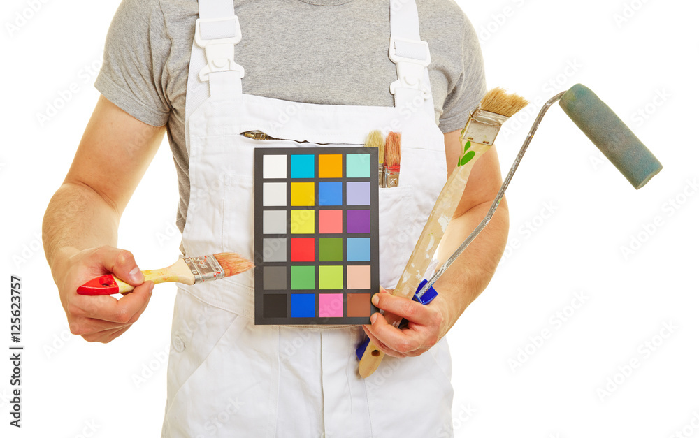 Maler zeigt Auswahl an Farben Stock Photo | Adobe Stock