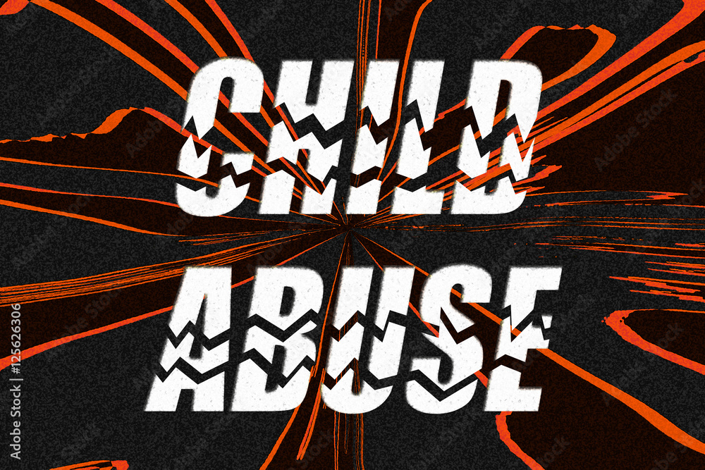 Child abuse text broken in pieces on shattered background - concept of ...
