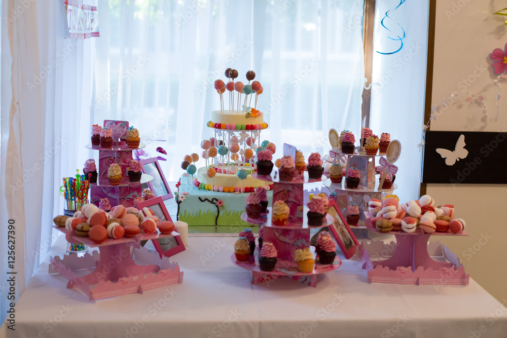 Candy bar on restaurant table Stock Photo | Adobe Stock