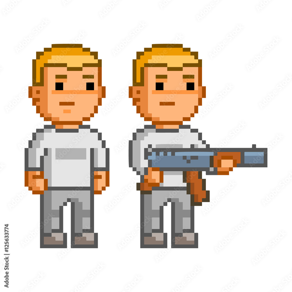 Vector 8 bit pixel hero for game Stock Vector | Adobe Stock